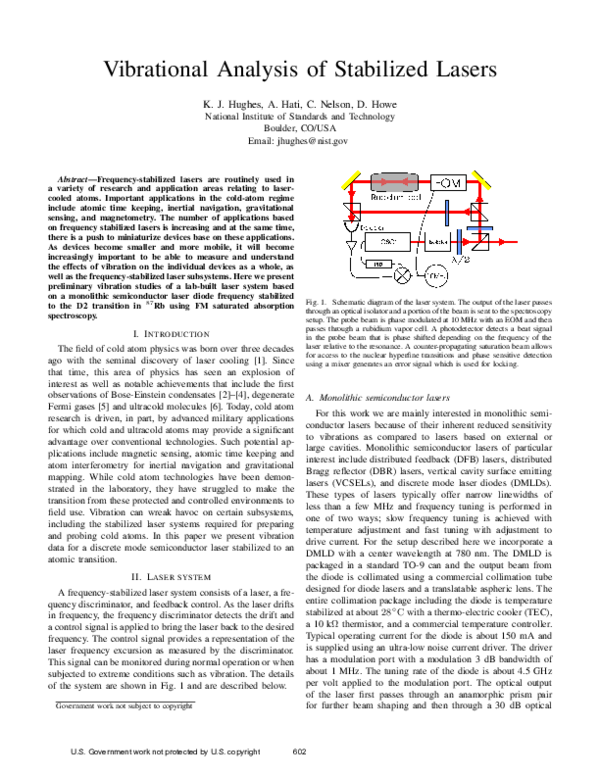 (PDF) Vibrational analysis of stabilized lasers