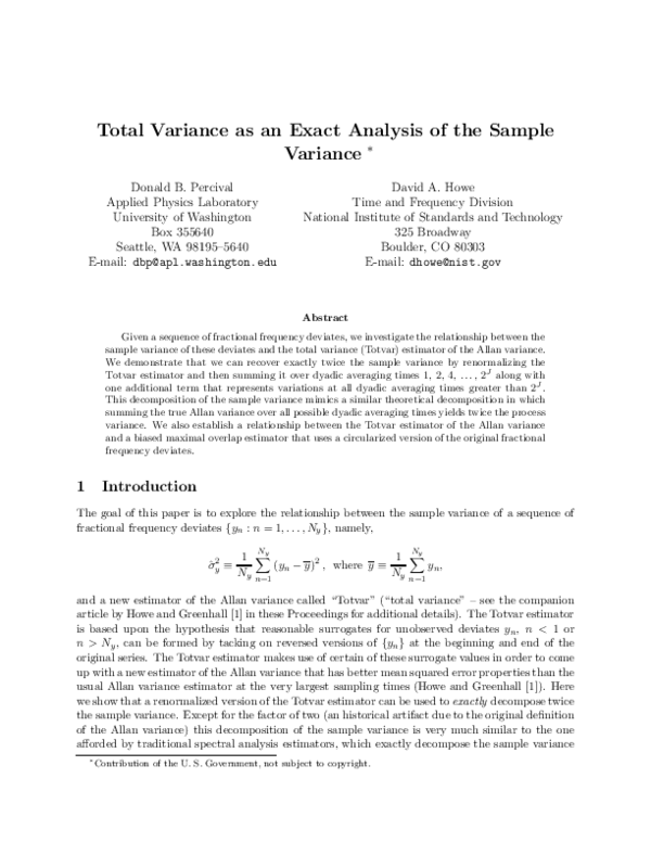(PDF) Total variance as an exact analysis of the sample variance