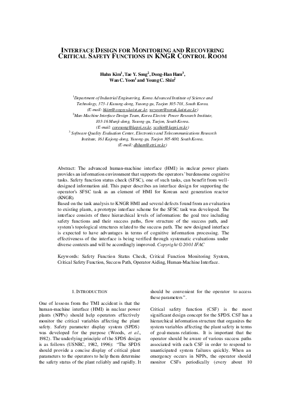 (PDF) Interface Design for Monitoring and Recovering Critical Safety ...