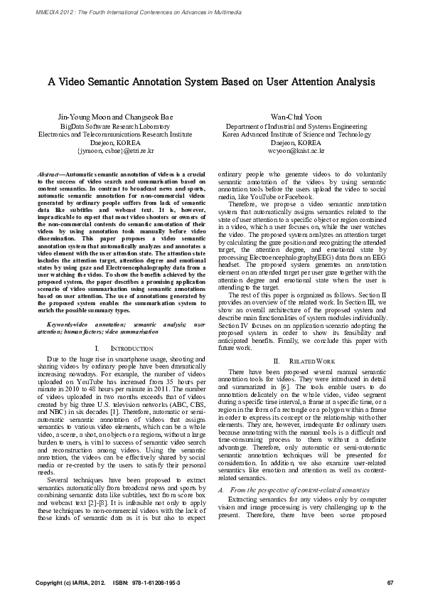 (PDF) A Video Semantic Annotation System Based on User Attention Analysis