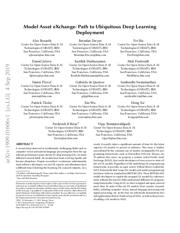 (PDF) Model Asset eXchange