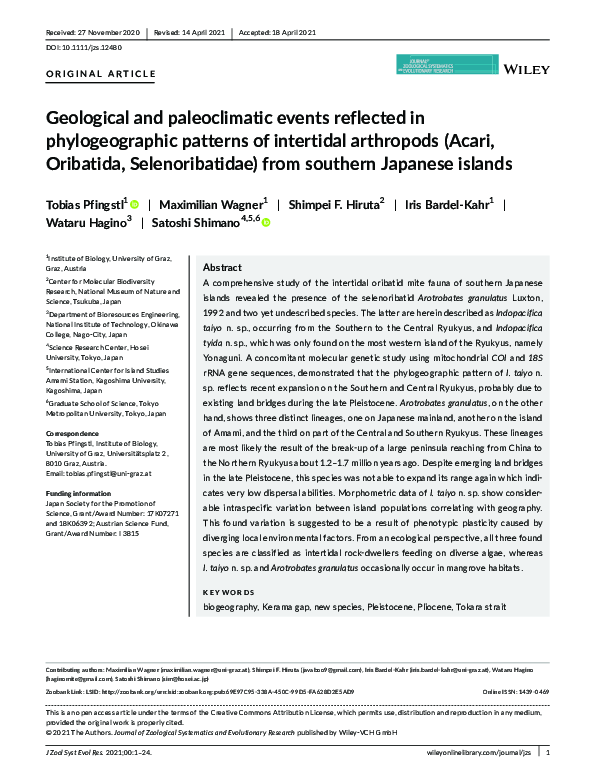 (PDF) Geological and paleoclimatic events reflected in phylogeographic ...