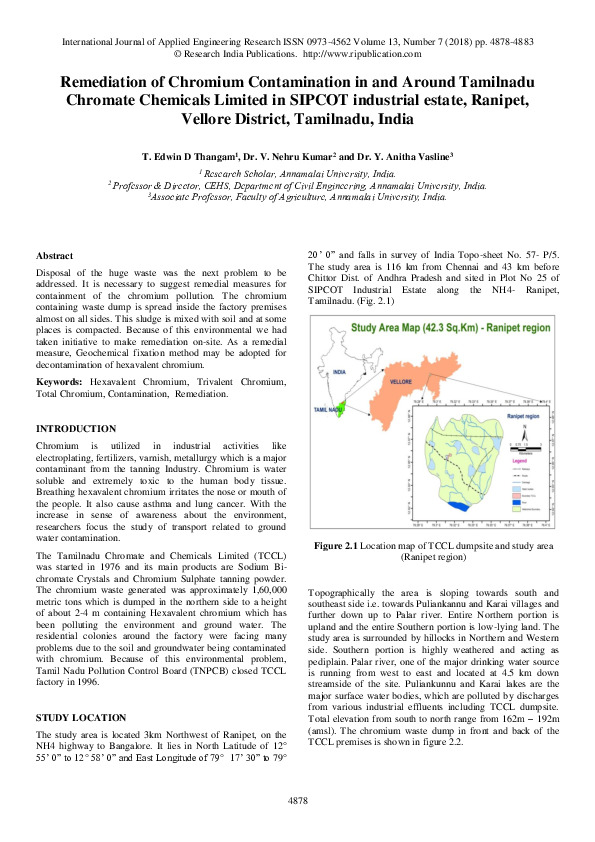 (PDF) Remediation of Chromium Contamination in and Around Tamilnadu ...