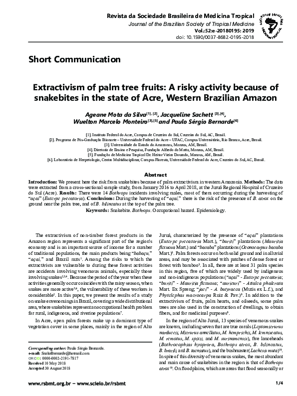 (PDF) Extractivism of palm tree fruits: A risky activity because of ...