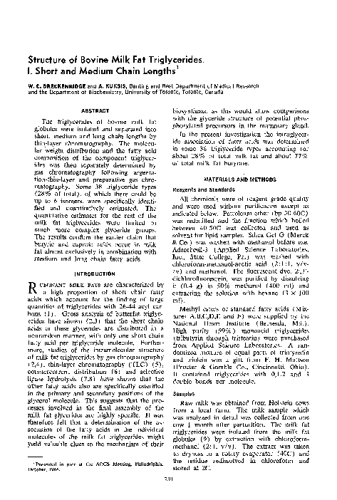 (PDF) Structure of bovine milk fat triglycerides