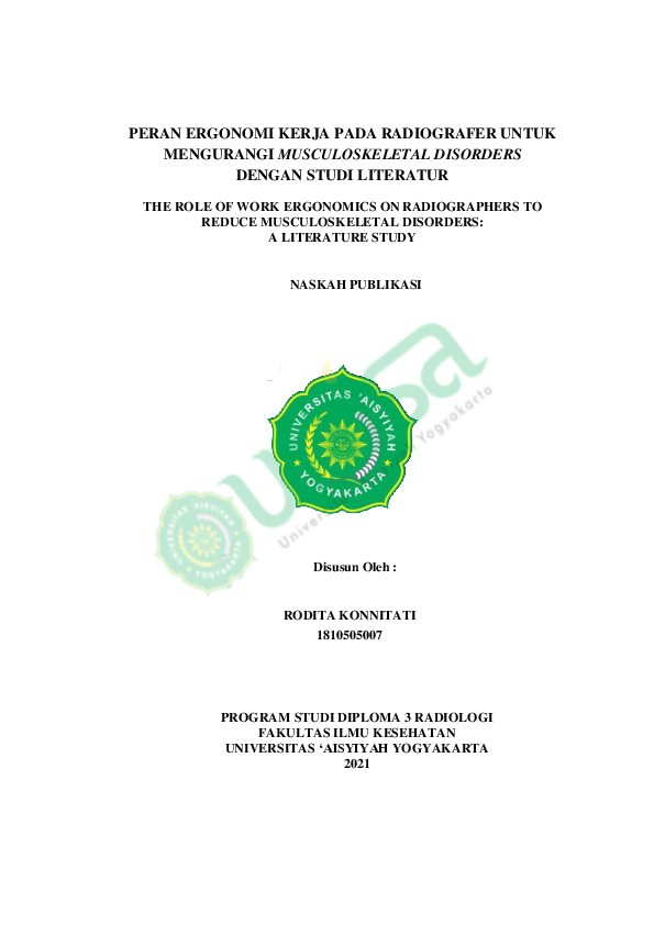 (PDF) Peran Ergonomi Kerja Pada Radiografer Untuk Mengurangi ...