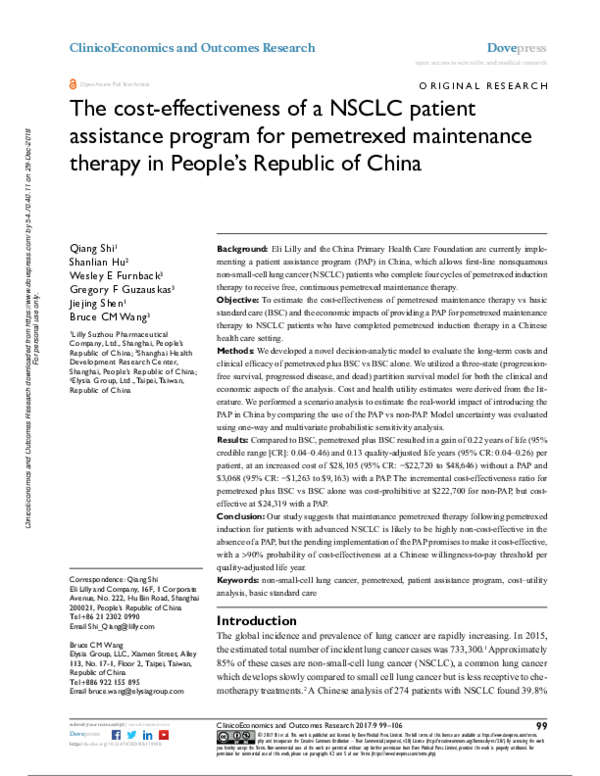 (PDF) The cost-effectiveness of a NSCLC patient assistance program for ...