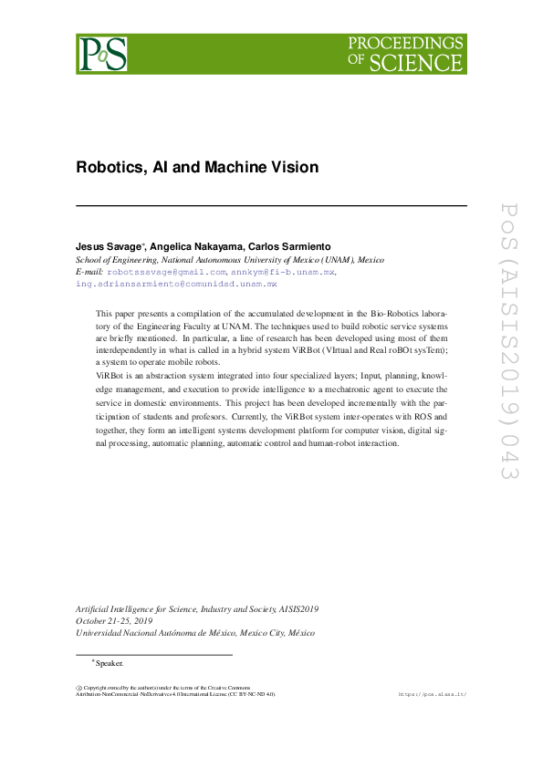 (PDF) Robotics, AI and Machine Vision