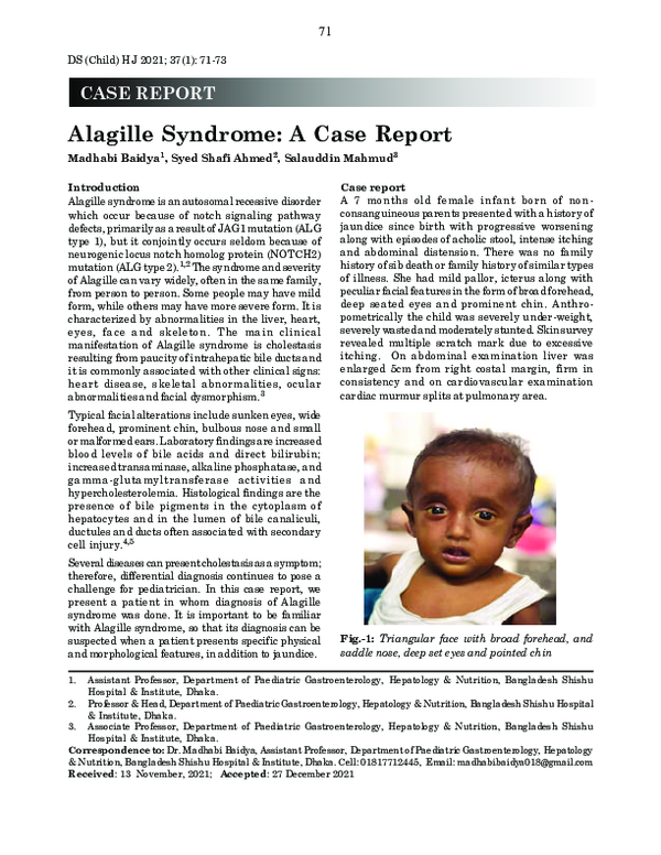 (PDF) Alagille Syndrome: A Case Report | Madhabi Baidya - Academia.edu