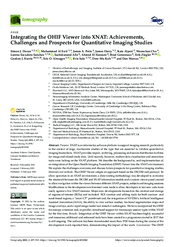 Pdf Integrating The Ohif Viewer Into Xnat Achievements Challenges