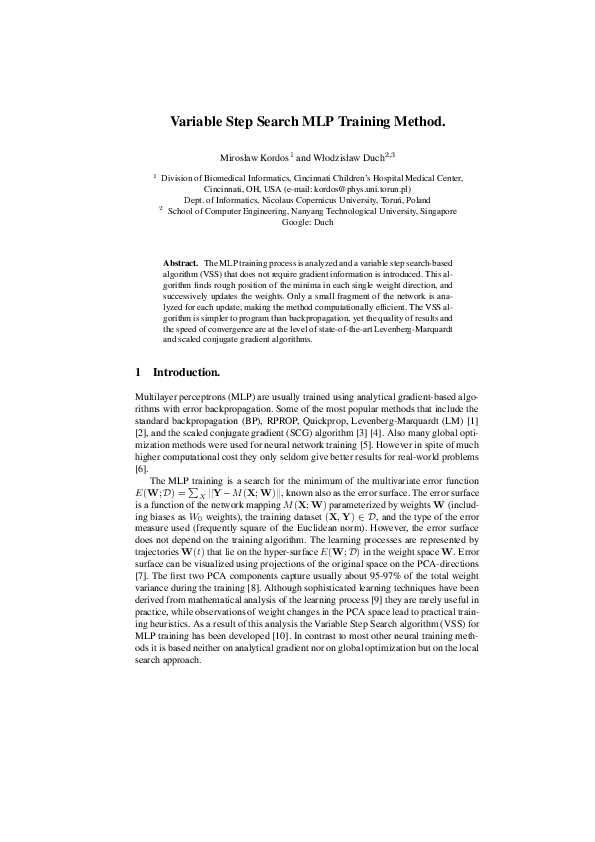 (PDF) Variable step search mlp training method