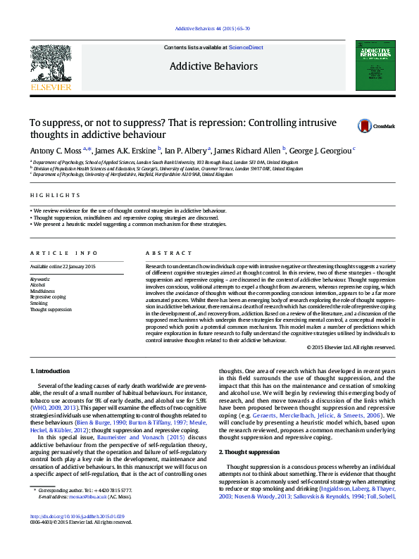 (PDF) To suppress, or not to suppress? That is repression: Controlling ...