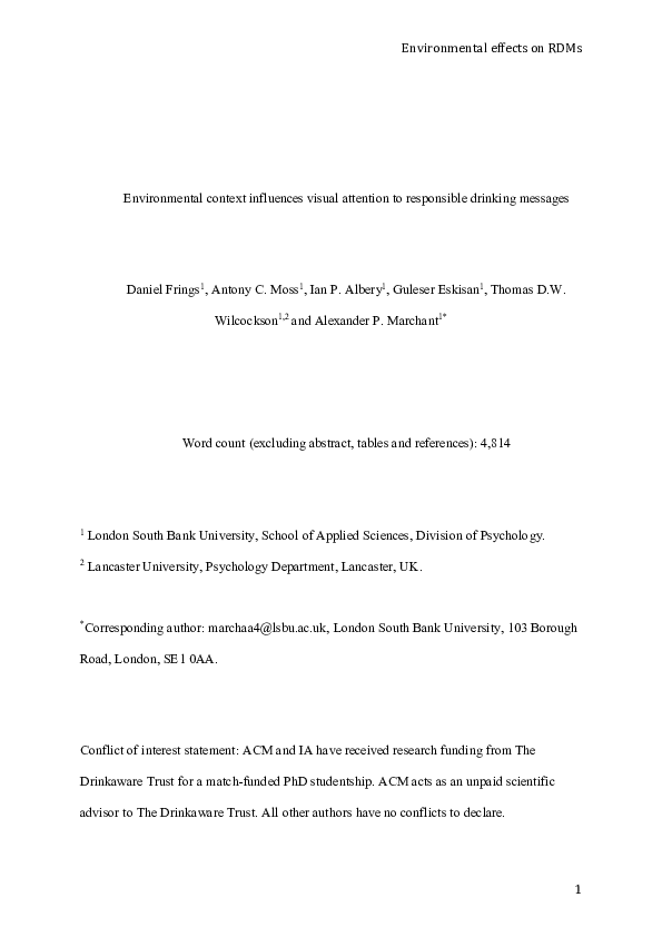 (PDF) Environmental Context Influences Visual Attention to Responsible ...