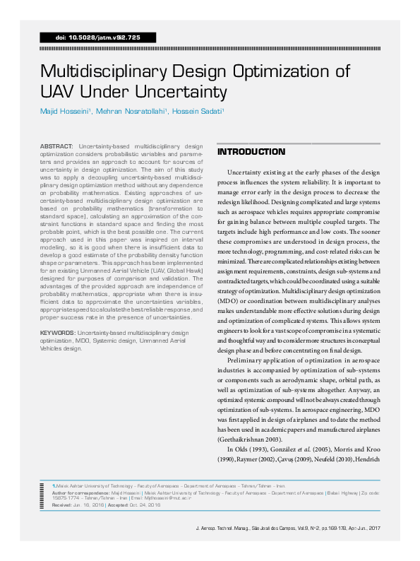 (PDF) Multidisciplinary Design Optimization of Unmanned Aerial Vehicle ...