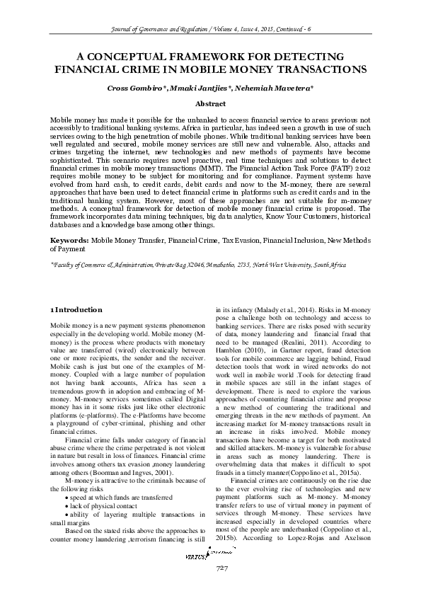 (PDF) A Conceptual Framework for Detecting Financial Crime in Mobile ...