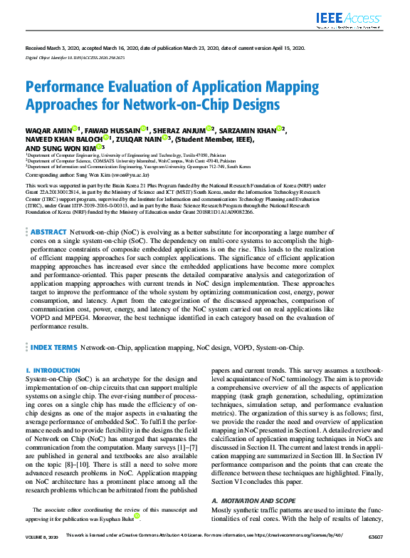 (PDF) Performance Evaluation of Application Mapping Approaches for Network-on-Chip Designs