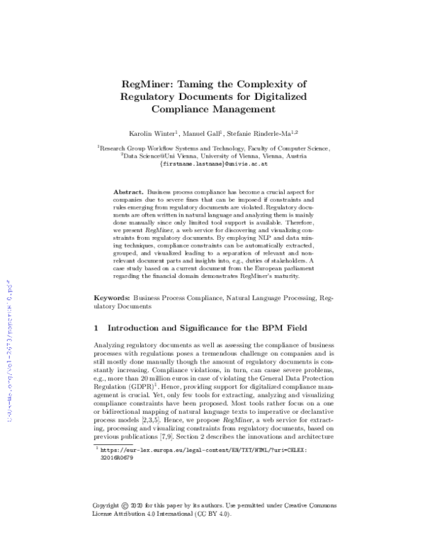 (PDF) RegMiner: Taming the Complexity of Regulatory Documents for ...