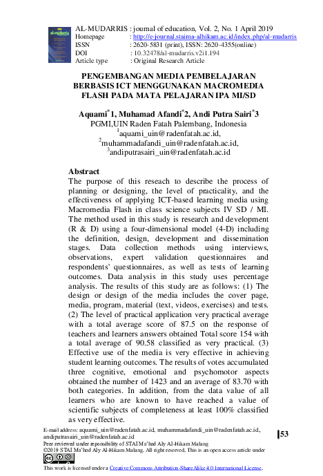 (PDF) Pengembangan Media Pembelajaran Berbasis Ict Menggunakan Macromedia Flash Pada Mata ...