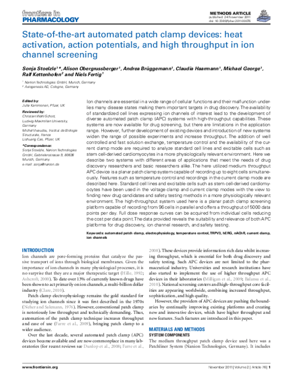 (PDF) State-of-the-art automated patch clamp devices: heat activation ...