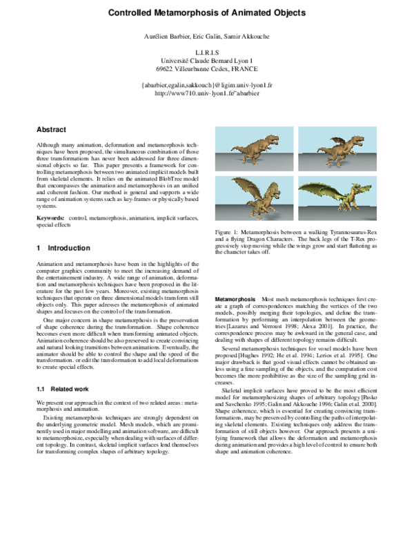 (PDF) Controlled metamorphosis of animated objects