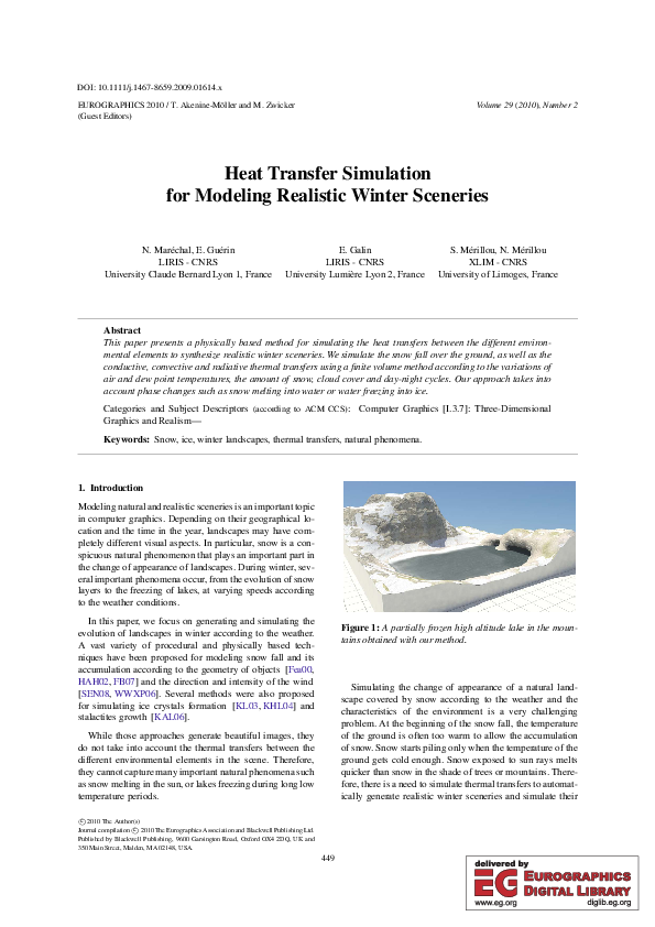 (PDF) Heat Transfer Simulation for Modeling Realistic Winter Sceneries
