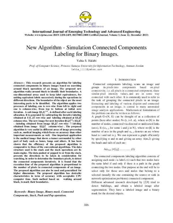 (PDF) New Algorithm - Simulation Connected Components Labeling for Binary Images