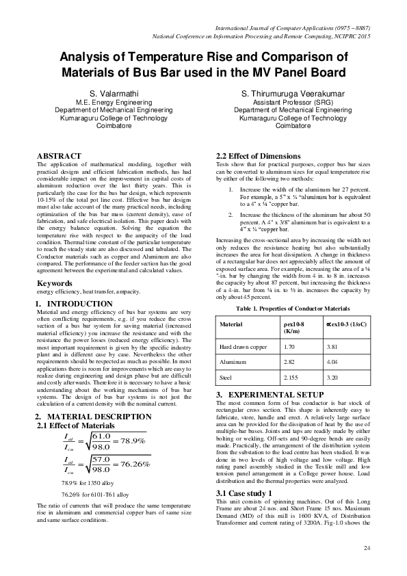 (PDF) Analysis of Temperature Rise and Comparison of Materials of Bus ...