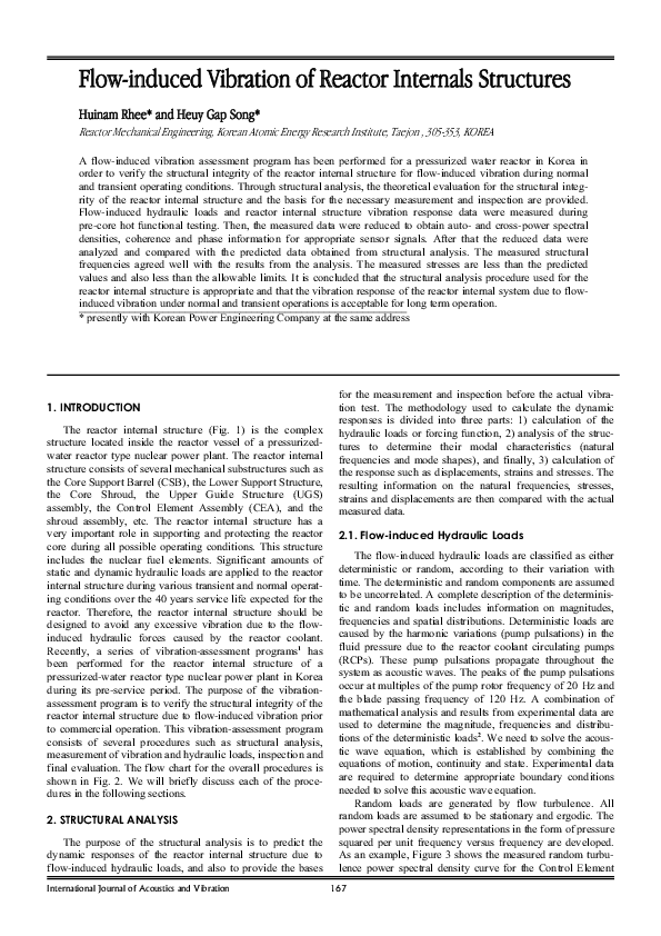 (PDF) Flow-induced Vibration of Reactor Internals Structures