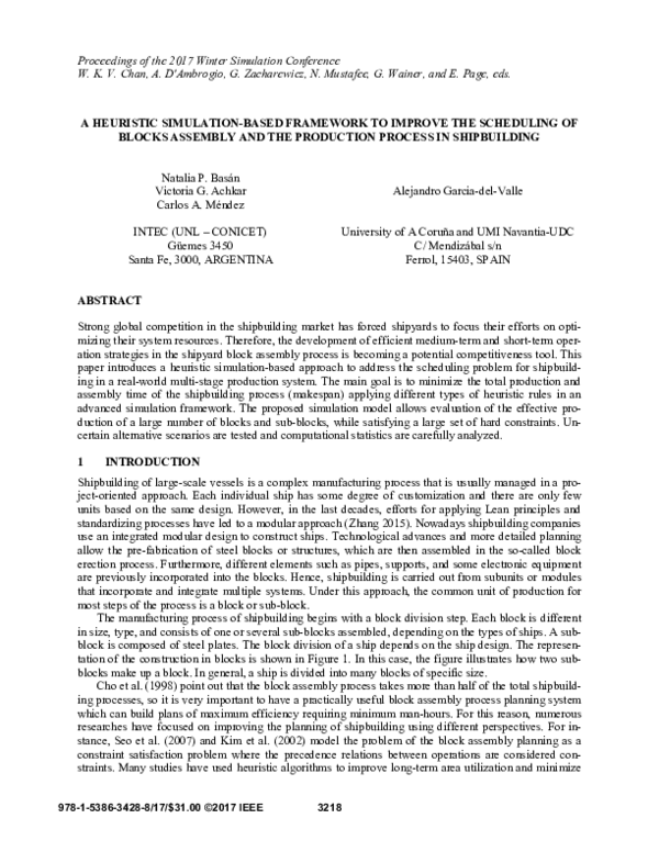 (PDF) A heuristic simulation-based framework to improve the scheduling of blocks assembly and ...