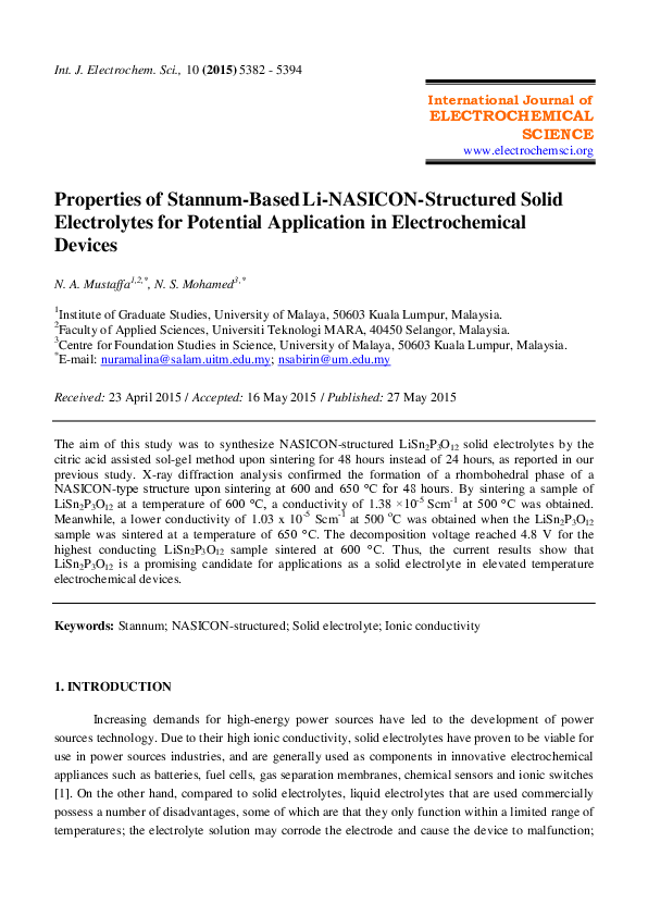 (PDF) Properties of stannum-based Li-NASICON-structured solid ...