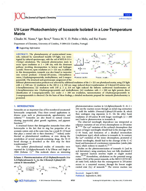 (PDF) UV-Laser Photochemistry of Isoxazole Isolated in a Low ...