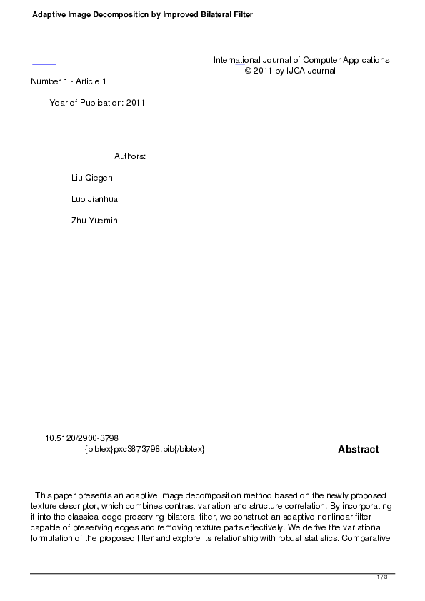 (PDF) Adaptive Image Decomposition by Improved Bilateral Filter