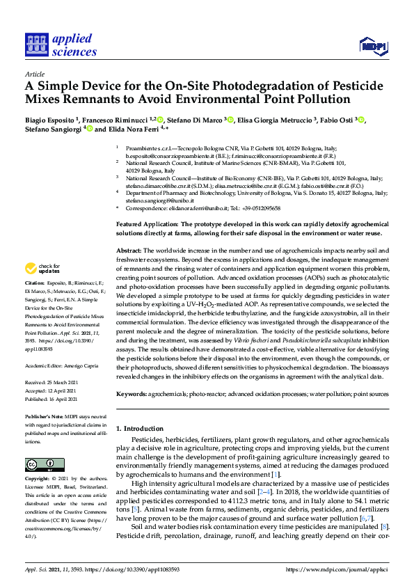 (PDF) A Simple Device for the On-Site Photodegradation of Pesticide ...