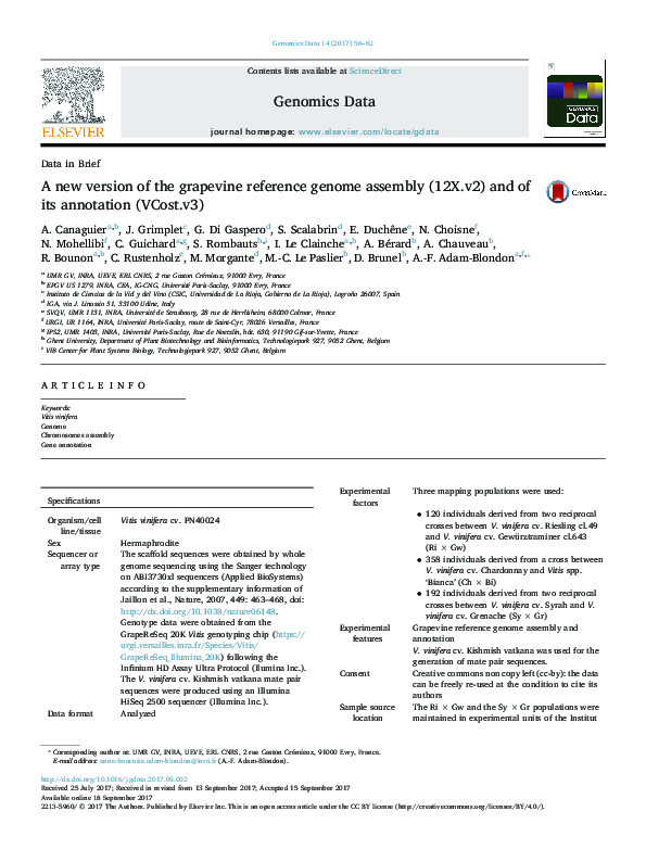 (PDF) A new version of the grapevine reference genome assembly (12X.v2 ...
