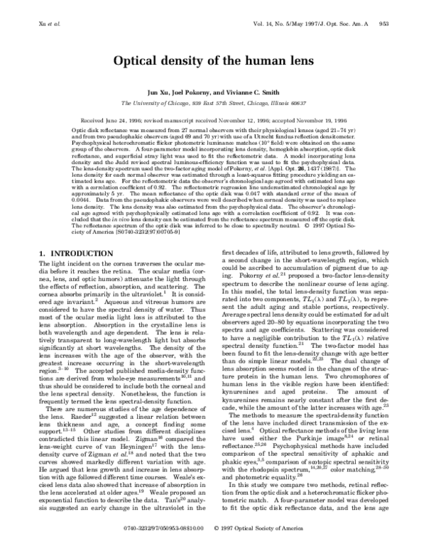 (PDF) Optical density of the human lens