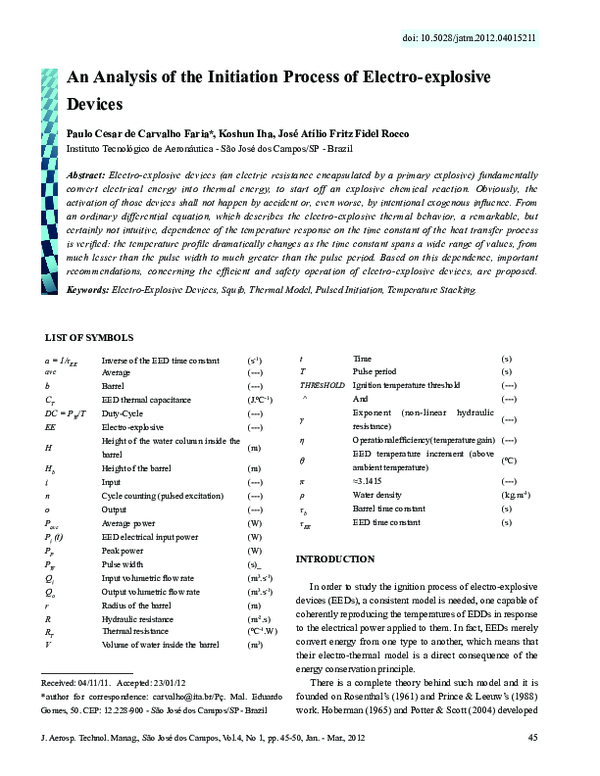 (PDF) An analysis of the initiation process of electro-explosive devices
