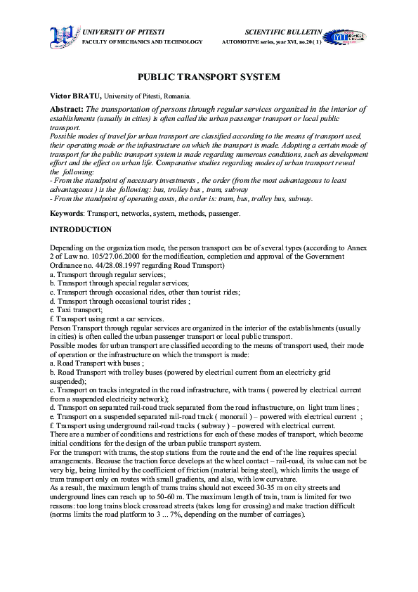 (PDF) Public Transport System