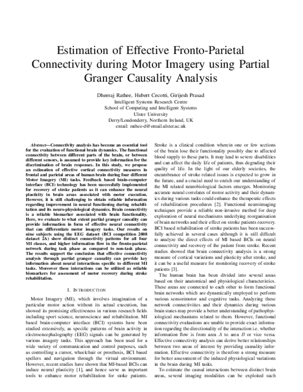 (PDF) Estimation of Effective Fronto-Parietal connectivity during Motor ...