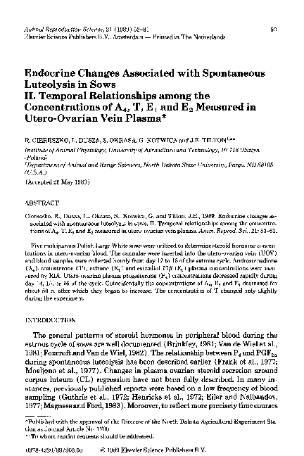 (PDF) Endocrine changes associated with spontaneous luteolysis in sows ...