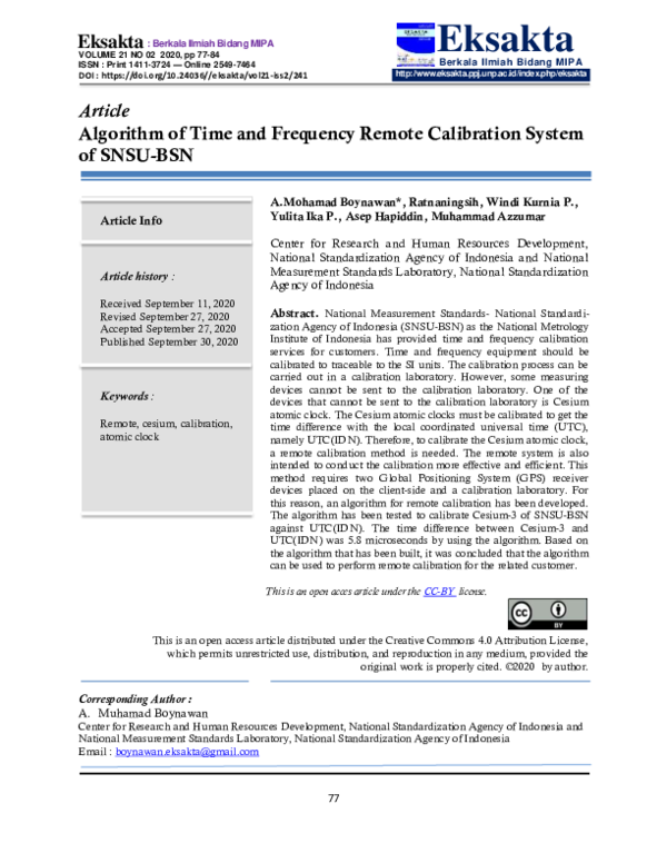 (PDF) Algorithm of Time and Frequency Remote Calibration System of SNSU-BSN