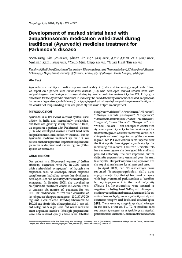 (PDF) Development of marked striatal hand with antiparkinsonian ...