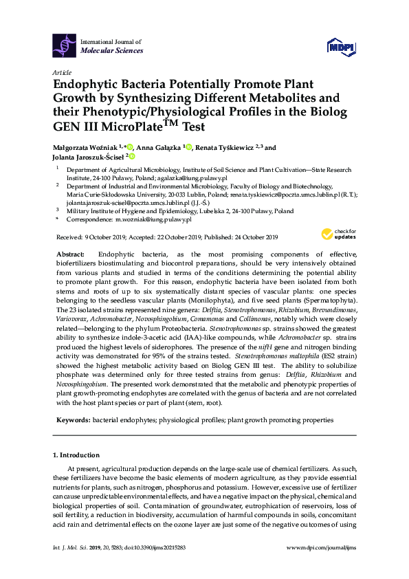 (PDF) Endophytic Bacteria Potentially Promote Plant Growth by ...