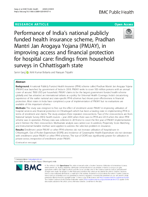 (PDF) Performance of India’s national publicly funded health insurance ...