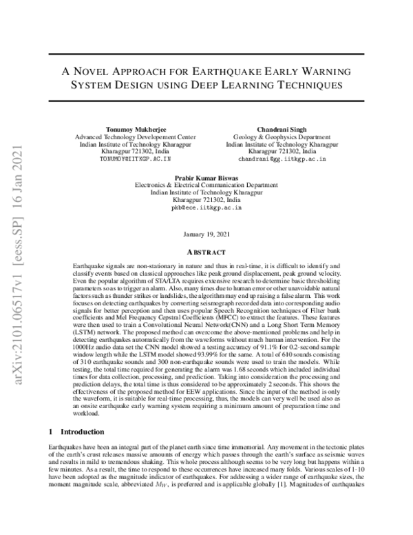 (PDF) A Novel Approach for Earthquake Early Warning System Design using ...