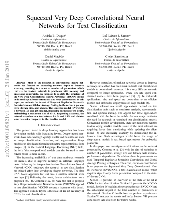 (PDF) Squeezed Very Deep Convolutional Neural Networks for Text ...