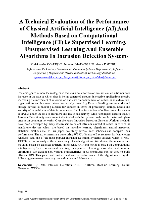 (PDF) A Technical Evaluation of the Performance of Classical Artificial Intelligence (AI) And ...