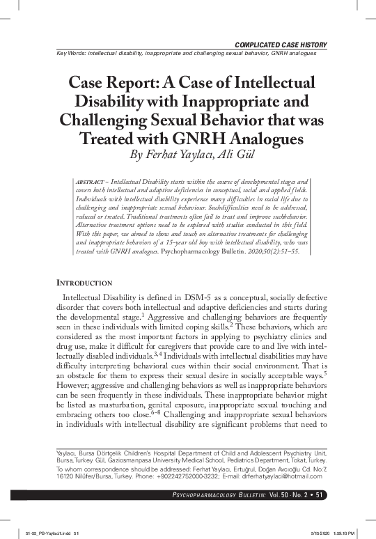 (PDF) Case Report: A Case of Intellectual Disability with Inappropriate ...