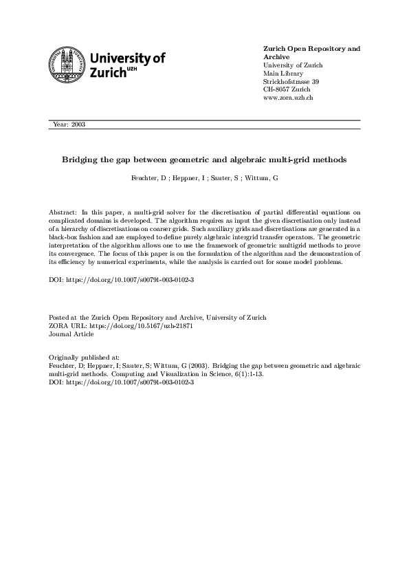 (PDF) Bridging the gap between geometric and algebraic multi-grid methods