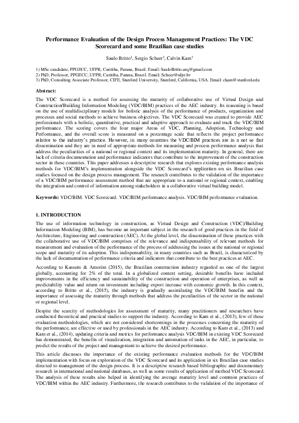 (PDF) Performance Evaluation of the Design Process Management Practices ...