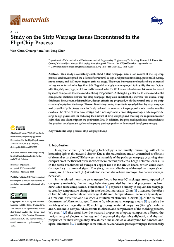 (PDF) Study on the Strip Warpage Issues Encountered in the Flip-Chip ...